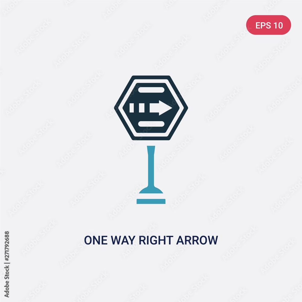 two color one way right arrow vector icon from signs concept. isolated ...