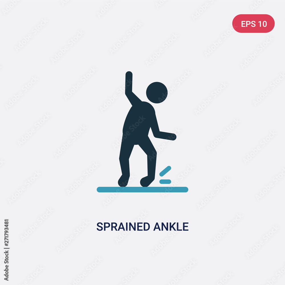 two color sprained ankle vector icon from sports concept. isolated blue ...