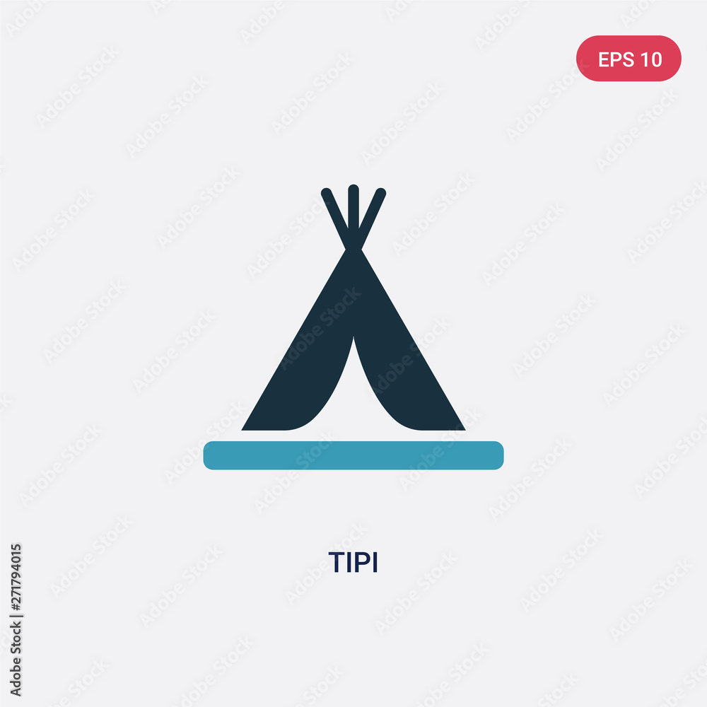 two color tipi vector icon from stone age concept. isolated blue tipi ...