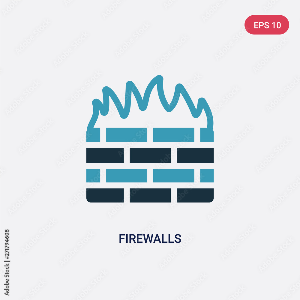 two color firewalls vector icon from technology concept. isolated blue ...