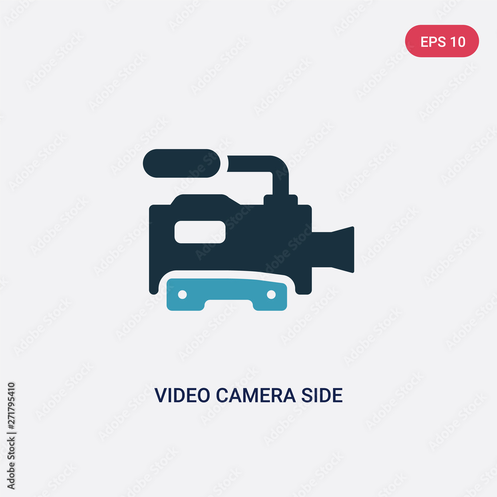 two color video camera side view vector icon from technology concept ...