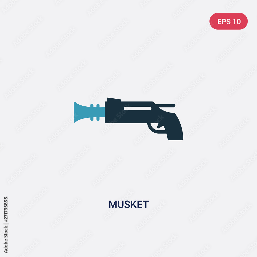two color musket vector icon from weapons concept. isolated blue musket ...
