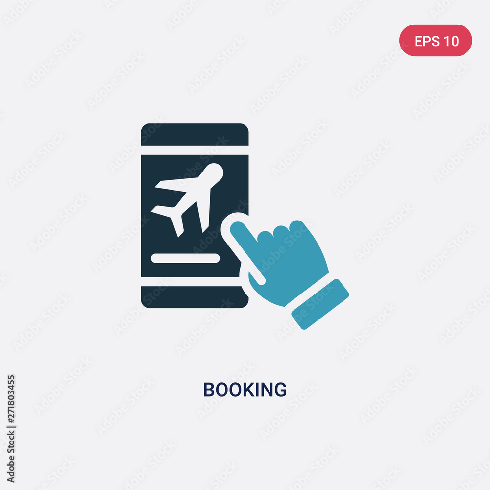 two color booking vector icon from travel concept. isolated blue ...