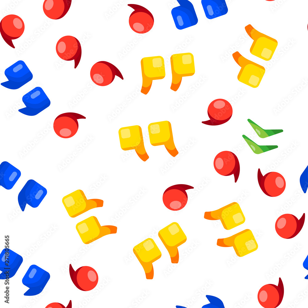 Quotation Marks, Inverted Commas Vector Color Icons Seamless Pattern ...
