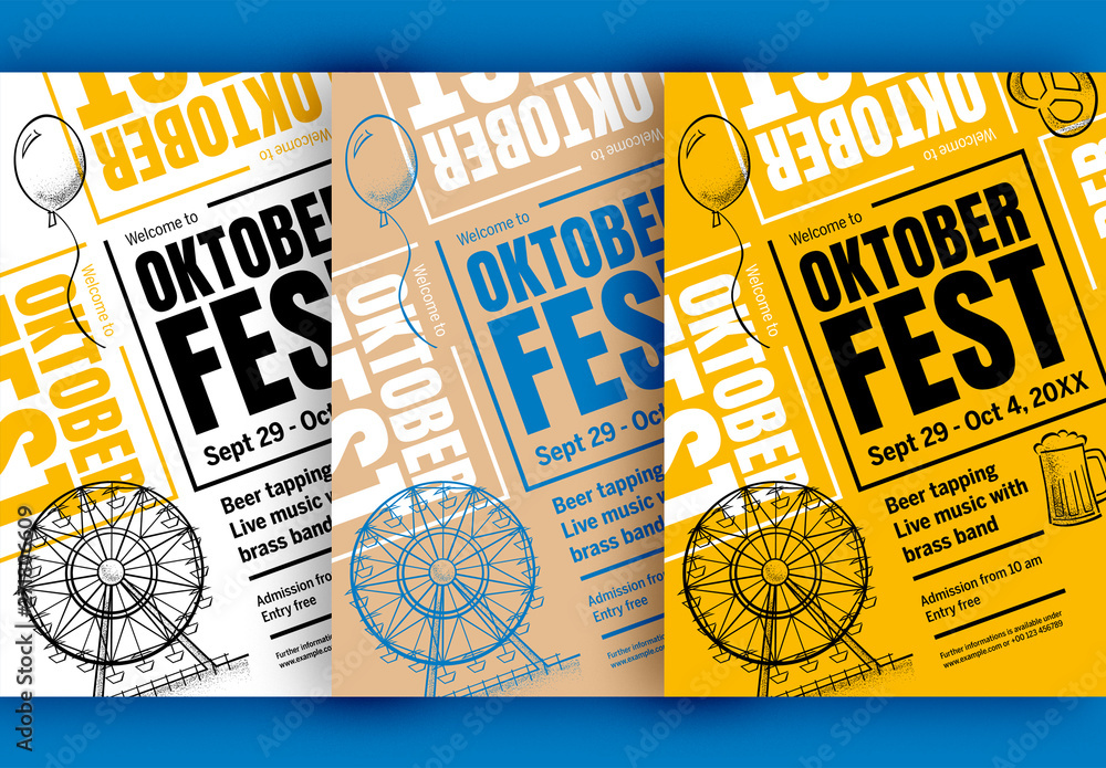 Oktoberfest Flyer Layout with Illustrations Stock Template | Adobe Stock