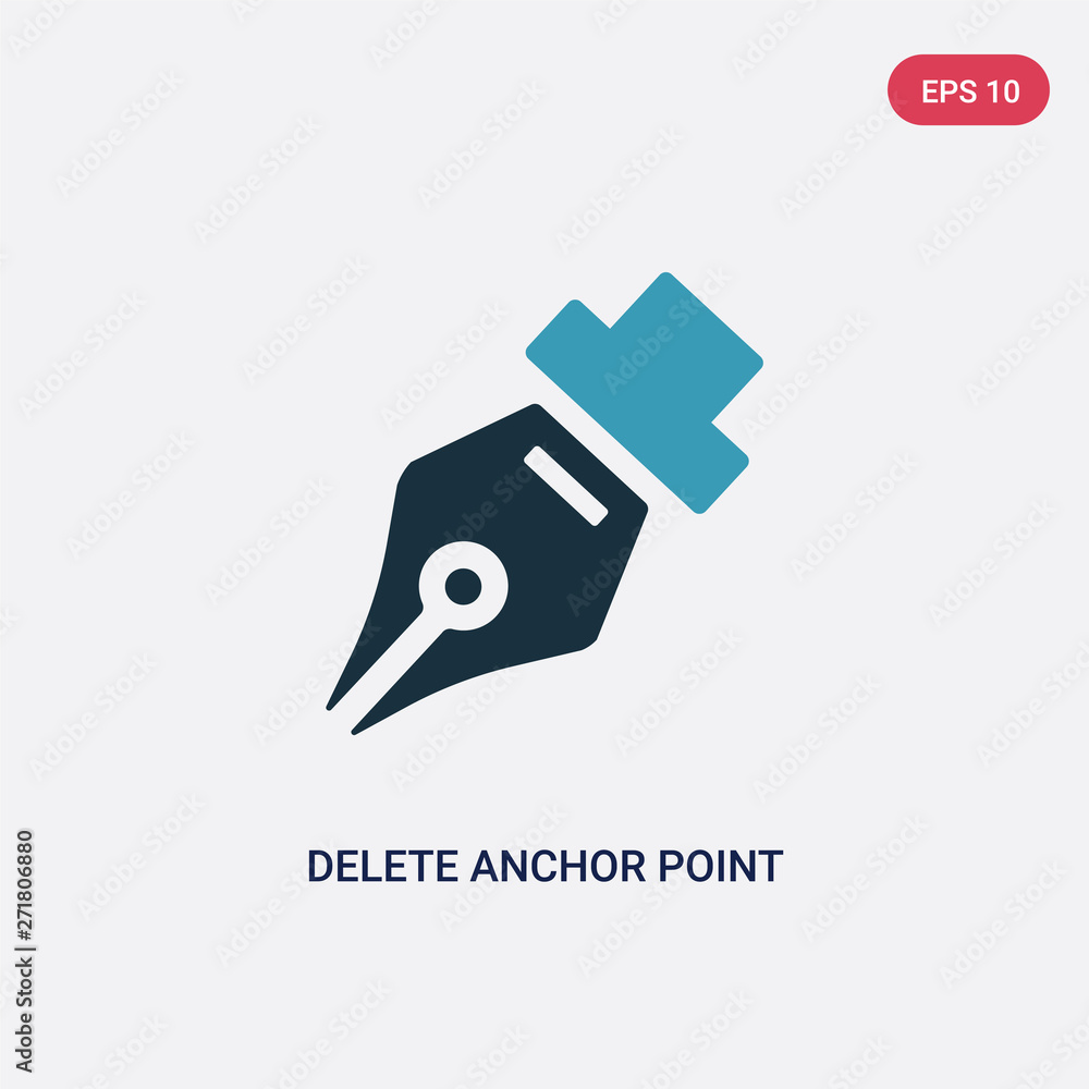 two color delete anchor point vector icon from user interface concept. isolated blue delete ...