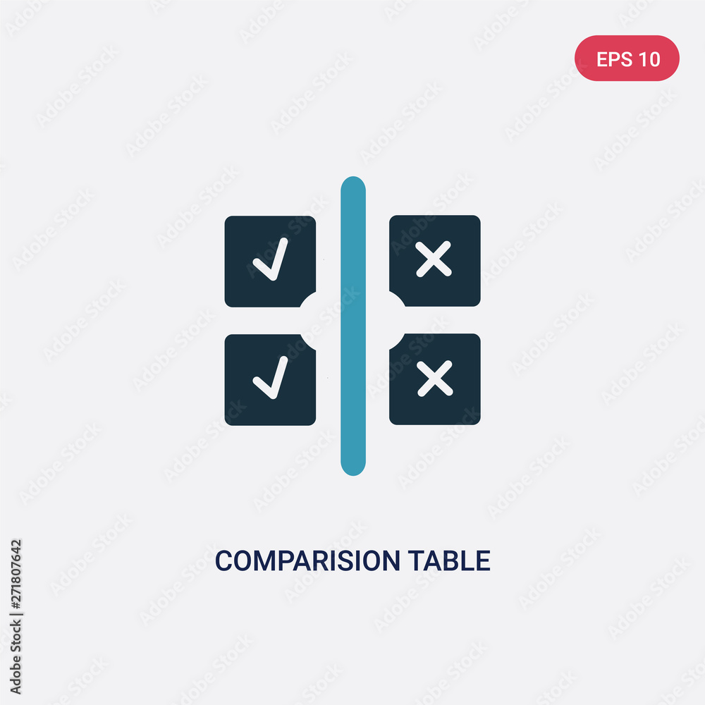 two color comparision table vector icon from user interface concept ...
