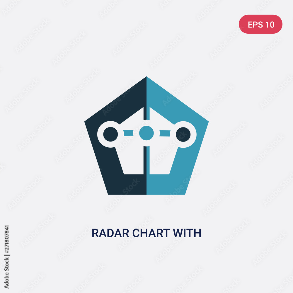 two color radar chart with pentagon vector icon from user interface ...