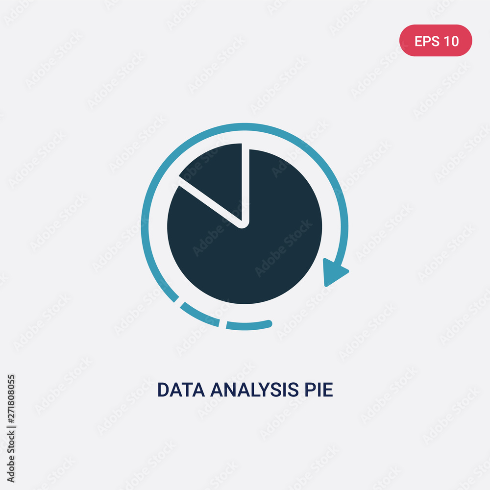 two color data analysis pie chart interface vector icon from user interface concept. isolated ...