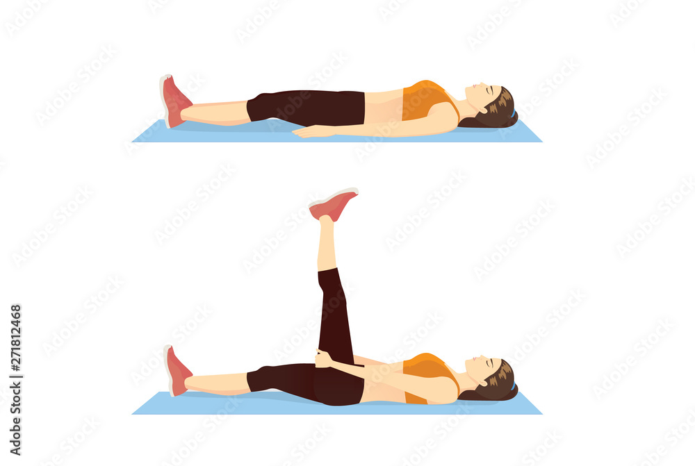 Woman doing Exercise with Hamstring Stretch for back and leg Muscle ...