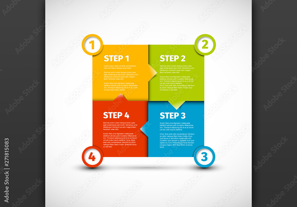 Four Steps Colorful Grid Cycle Layout Stock Template | Adobe Stock