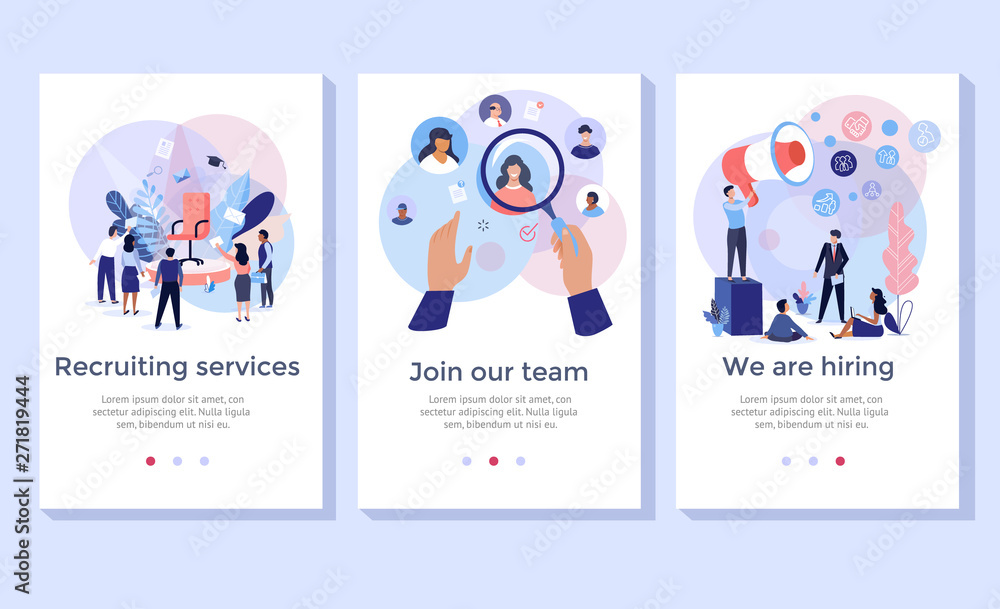 Recruitment service concept illustration set, perfect for banner ...