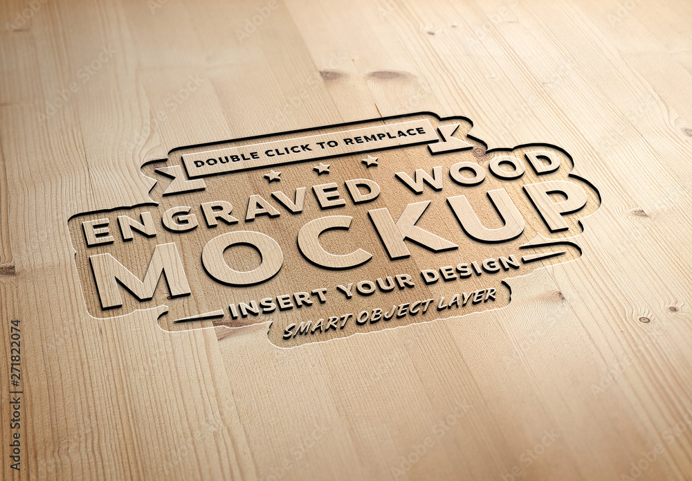 Engraved Wood Text Effect Mockup Stock Template | Adobe Stock