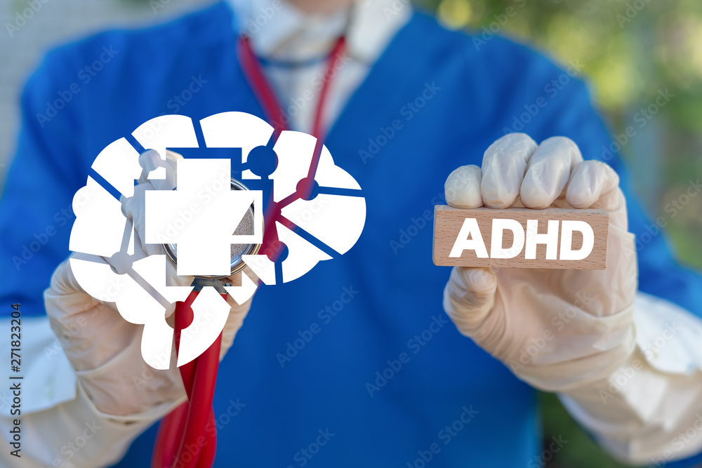 ADHD Attention Deficit Hyperactivity Disorder Medical concept. Doctor ...