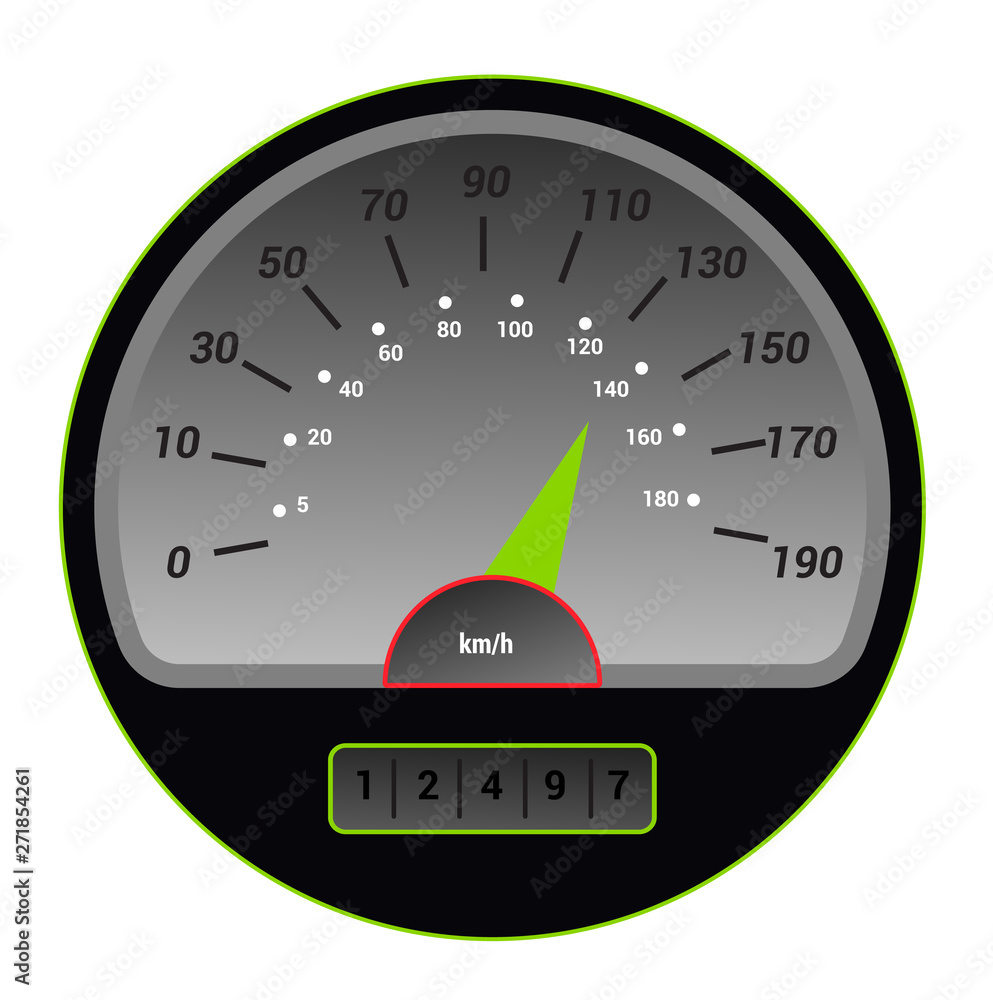 Speedometer vector car speed dashboard panel and speed-up power ...
