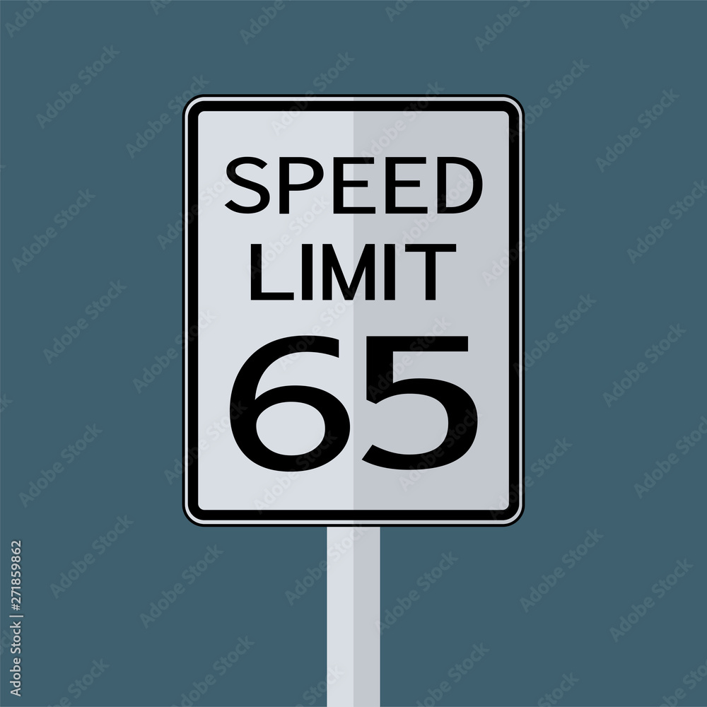 USA Road Traffic Transportation Sign: Speed Limit 65 On White ...