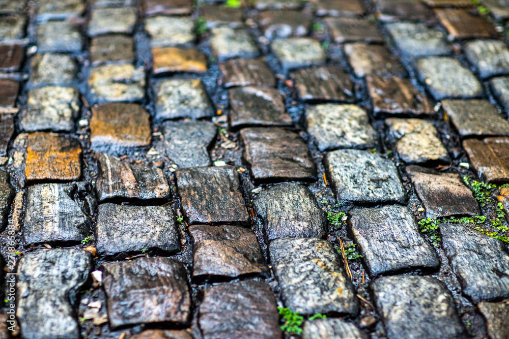 Stone pavement texture. Granite cobblestoned pavement background ...