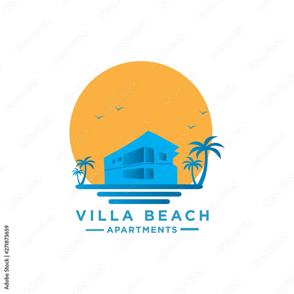 VILLA BEACH LOGO DESIGN VECTOR Stock Vector | Adobe Stock