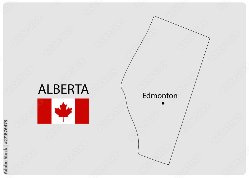 Vector Illustration of Alberta Map. Canada Province. Stock Vector ...