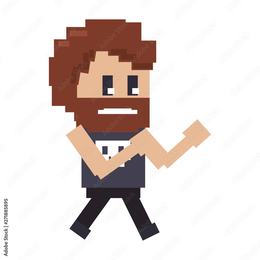 Retro videogame tough guy character pixelated cartoon Stock Vector ...