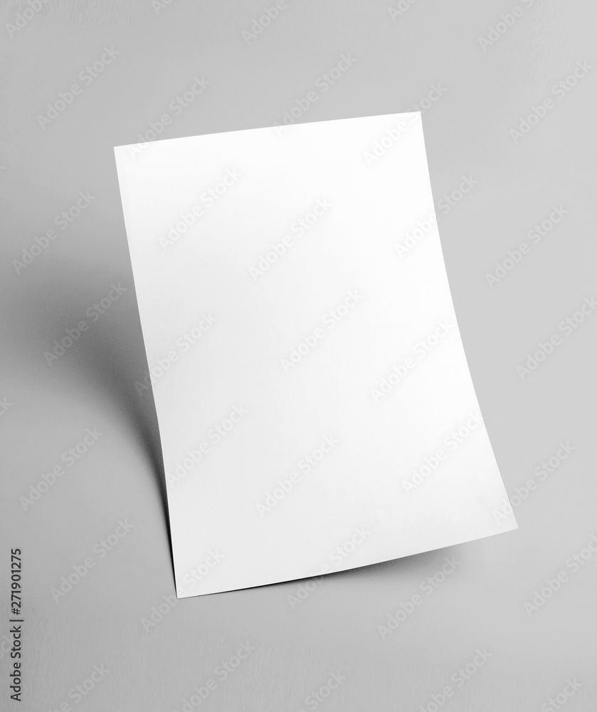White blank document paper template with grey background Stock Photo ...