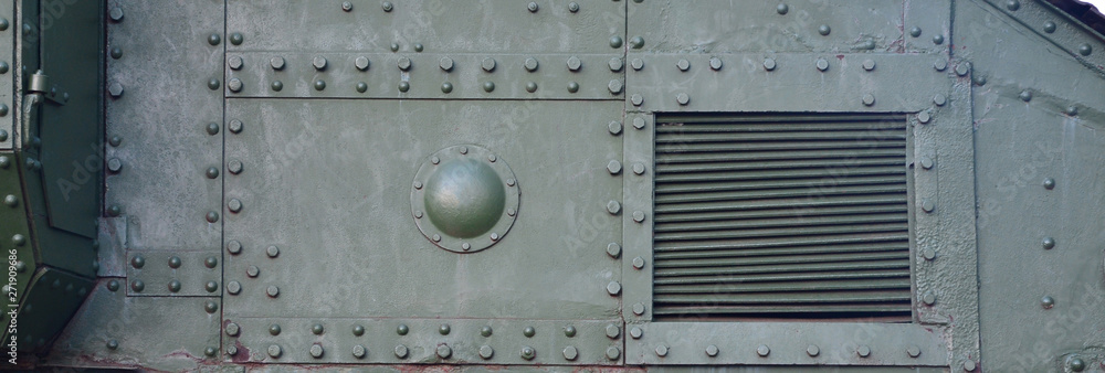 Texture of tank side wall, made of metal and reinforced with a ...