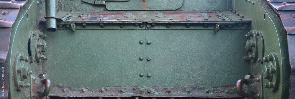 Texture of tank side wall, made of metal and reinforced with a ...