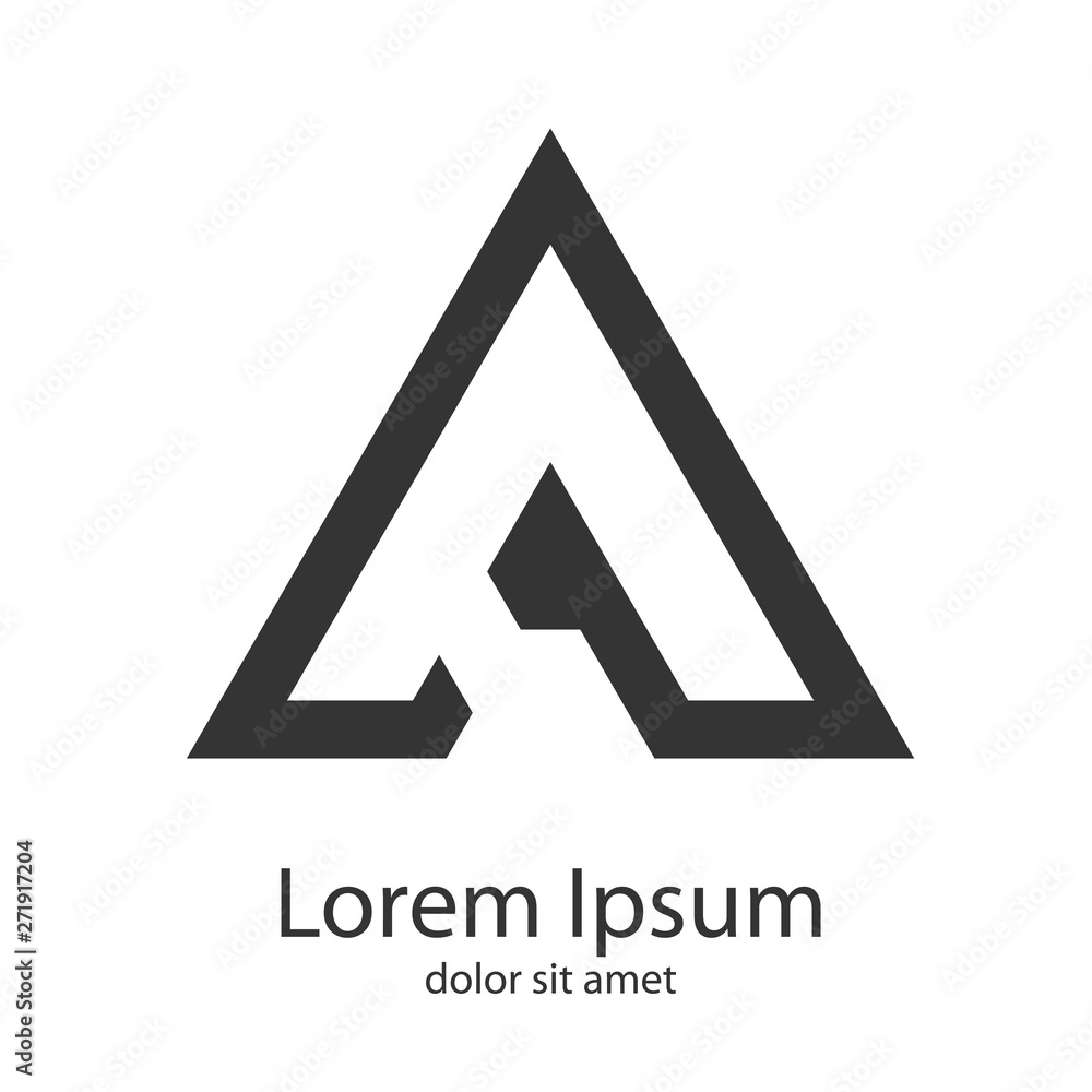 Logotipo letra A lineal como triángulo con espacio en color gris 素材庫向量圖 ...