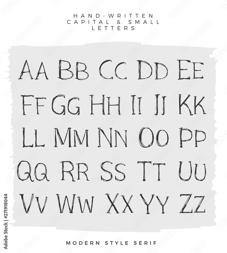 Hand Lettered Serif Font, Capital and Small Letters, Typeface Lettering ...