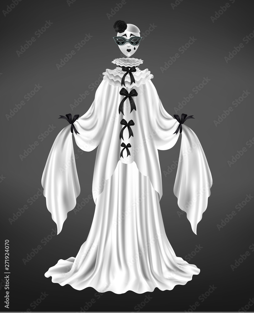Plakat Pantomime pierrot female character suit, harlequin costume ...