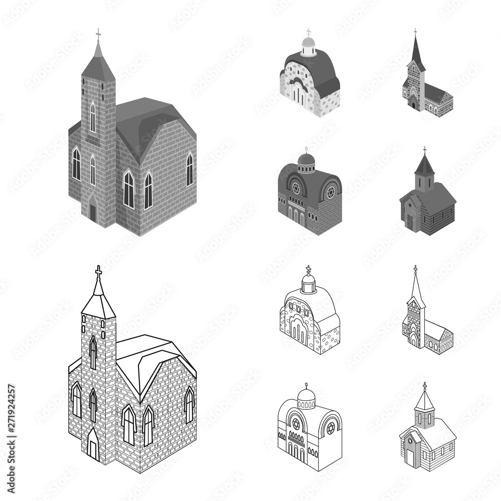 Vector illustration of temple and historic symbol. Collection of temple ...