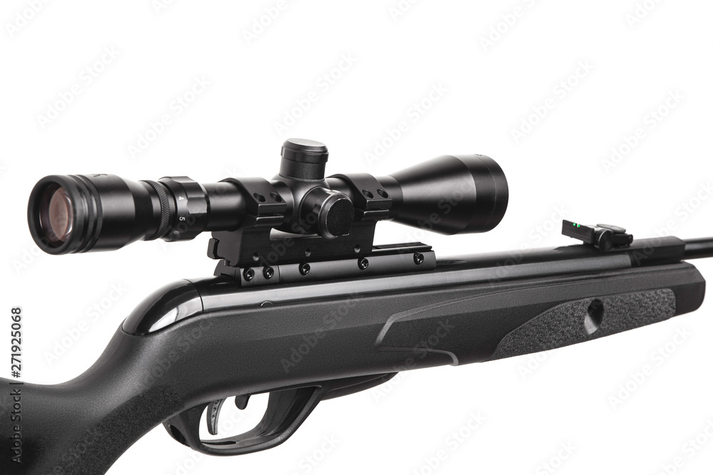 Air rifle with a telescopic sight isolate on a white background ...