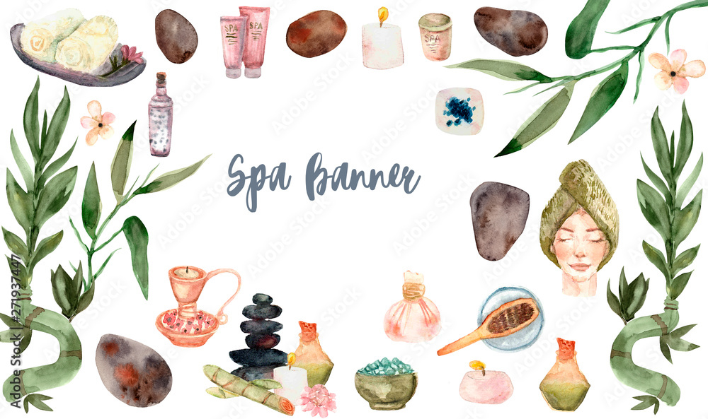 set of vegetables, spa elements, for beauty salon banner , logo ...