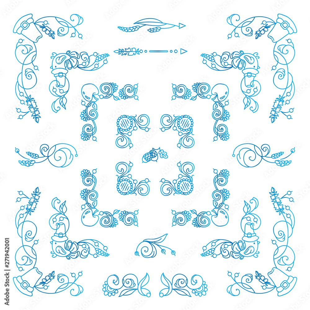 Vector set of elements for design. Collection of square corners, frames ...