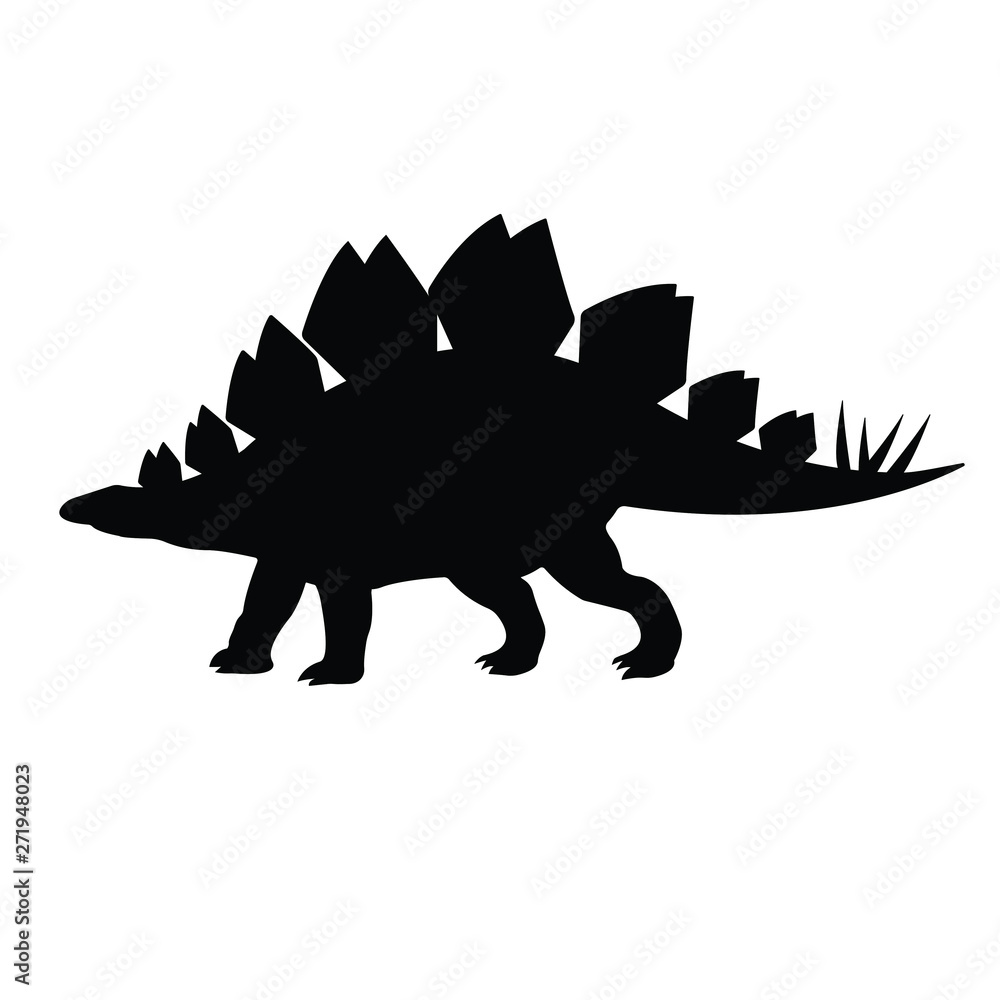Vector black silhouette of stegosaurus silhouette isolated on white ...