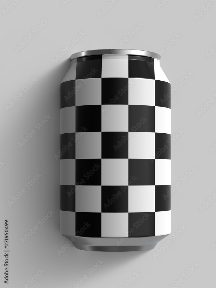 12 oz beer or soda can. Realistic 3D render in checker texture. Stock ...