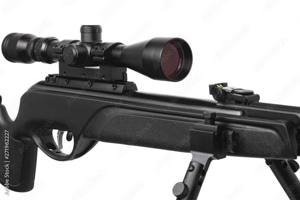 Air rifle with a telescopic sight isolate on a white background ...