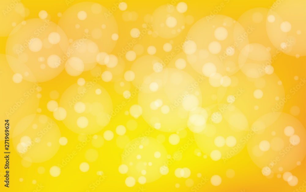 Bokeh vector background. Yellow golden sparkle magic blurry effect with ...