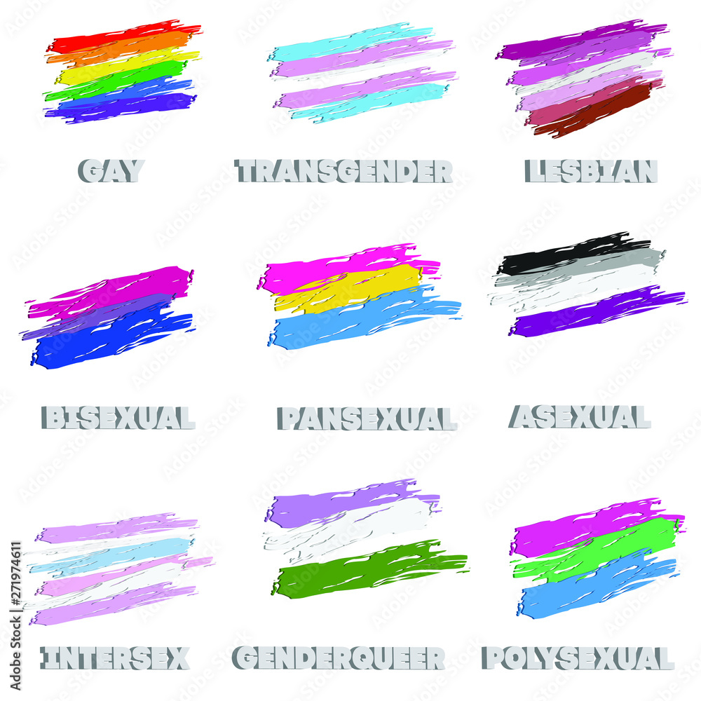 Lgbtq Pride Flags Lgbt Gay And Lesbian Pride Symbols Set Of Lgbtqa