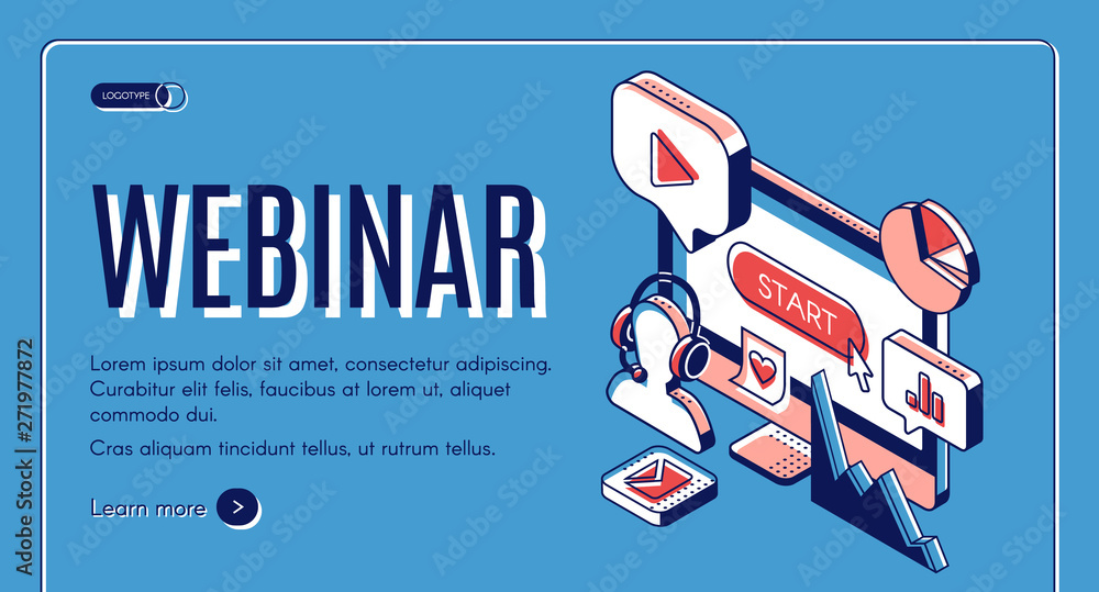 Webinar, conference, video seminar, online education banner ...