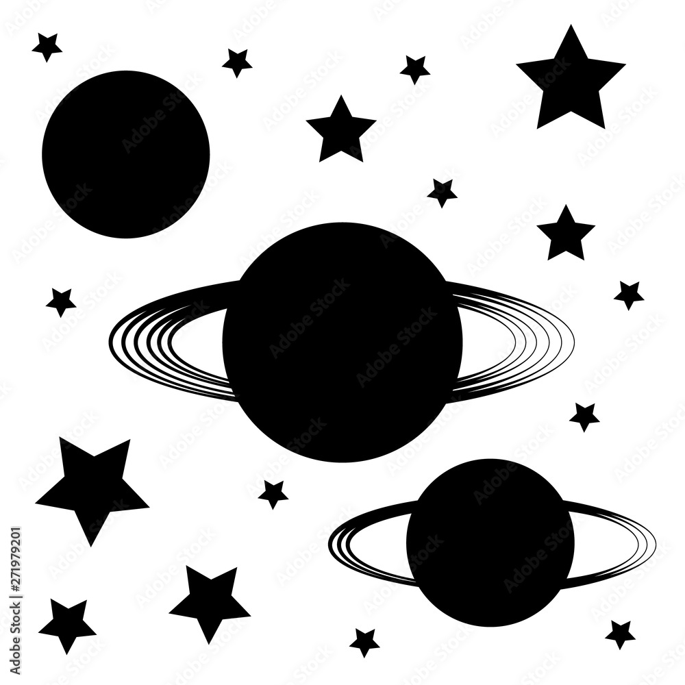 Planets silhouette isolated on white background- symbol Stock Vector ...