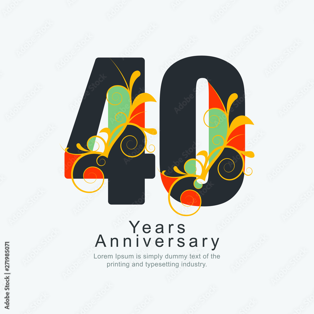 40 Year Anniversary Vector Template Design Illustration Stock Vector ...