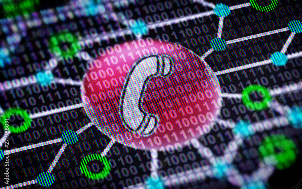 Call icon. Circuit board and Binary code ( array of bits ) in the ...