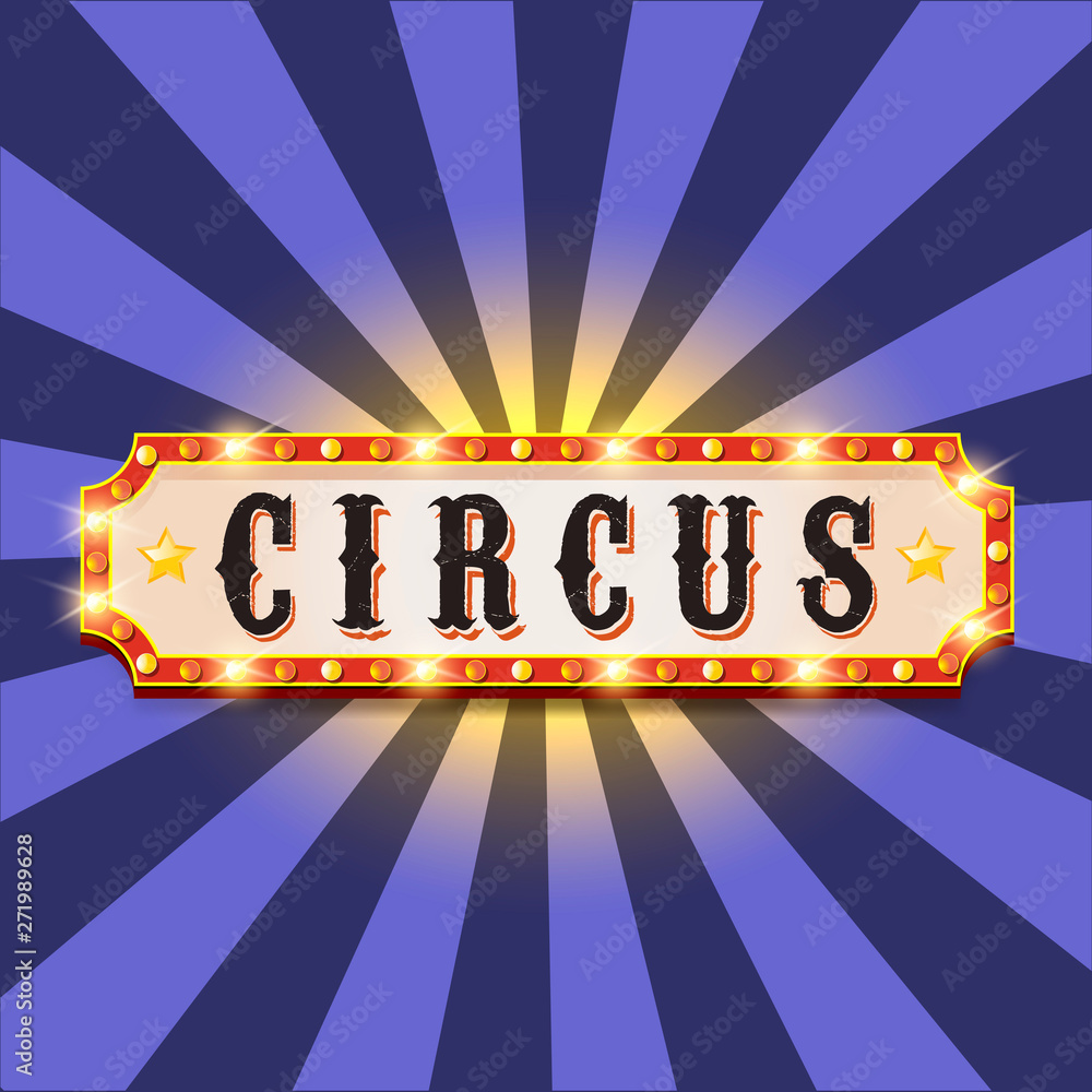 Vintage circus banner with bright bulbs Stock Vector | Adobe Stock