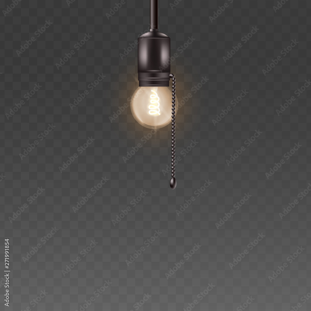 Light bulb on the cord the lighting element vector 3d illustrations ...