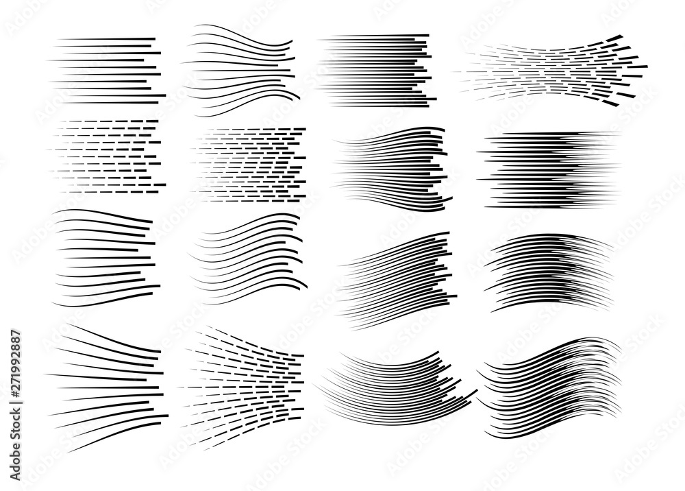vector horizontal and curved motion lines Stock Vector | Adobe Stock