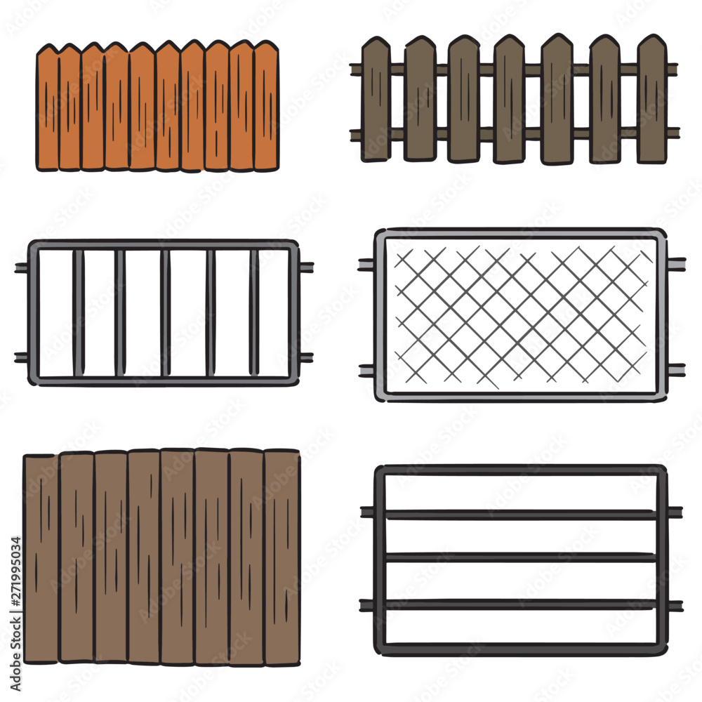 vector set of fence Stock Vector | Adobe Stock
