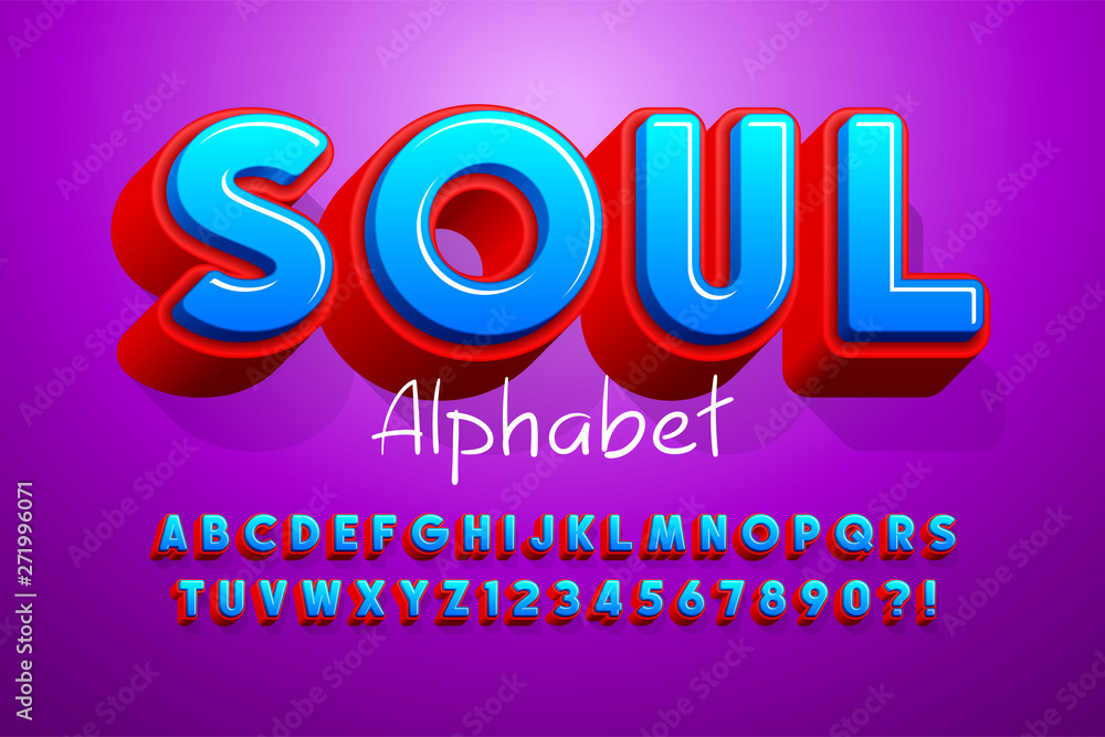 Colorful 3d display font design, alphabet, letters and numbers. Stock ...