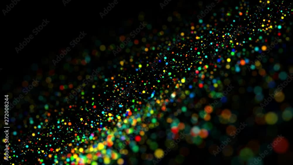 multicolored particles in liquid float and glisten. 4k 3d advection ...