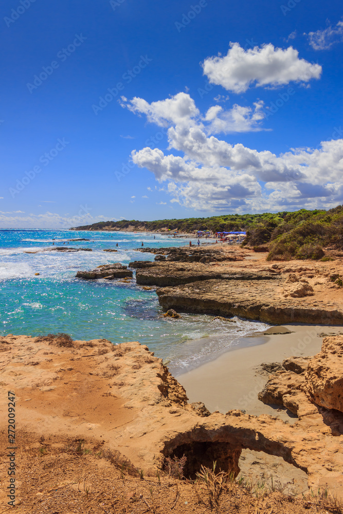 Typical coastline of Salento: view of Conca Specchiulla beach ( Apulia ...